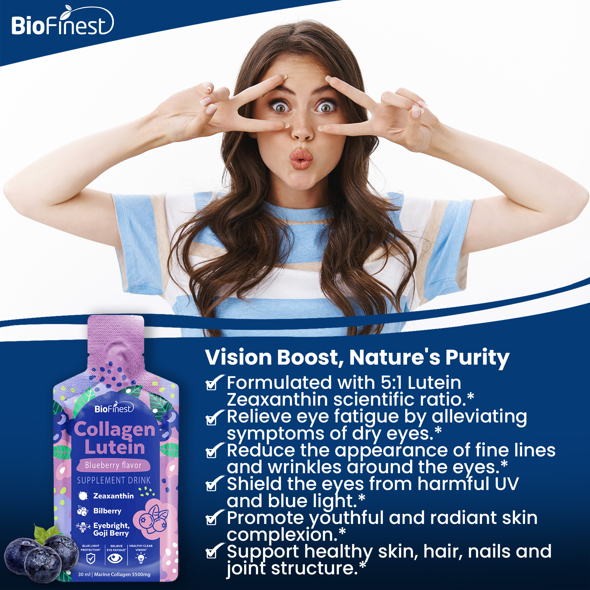 Biofinest Marine Collagen Peptides Lutein Drink 5500mg Zeaxanthin ...