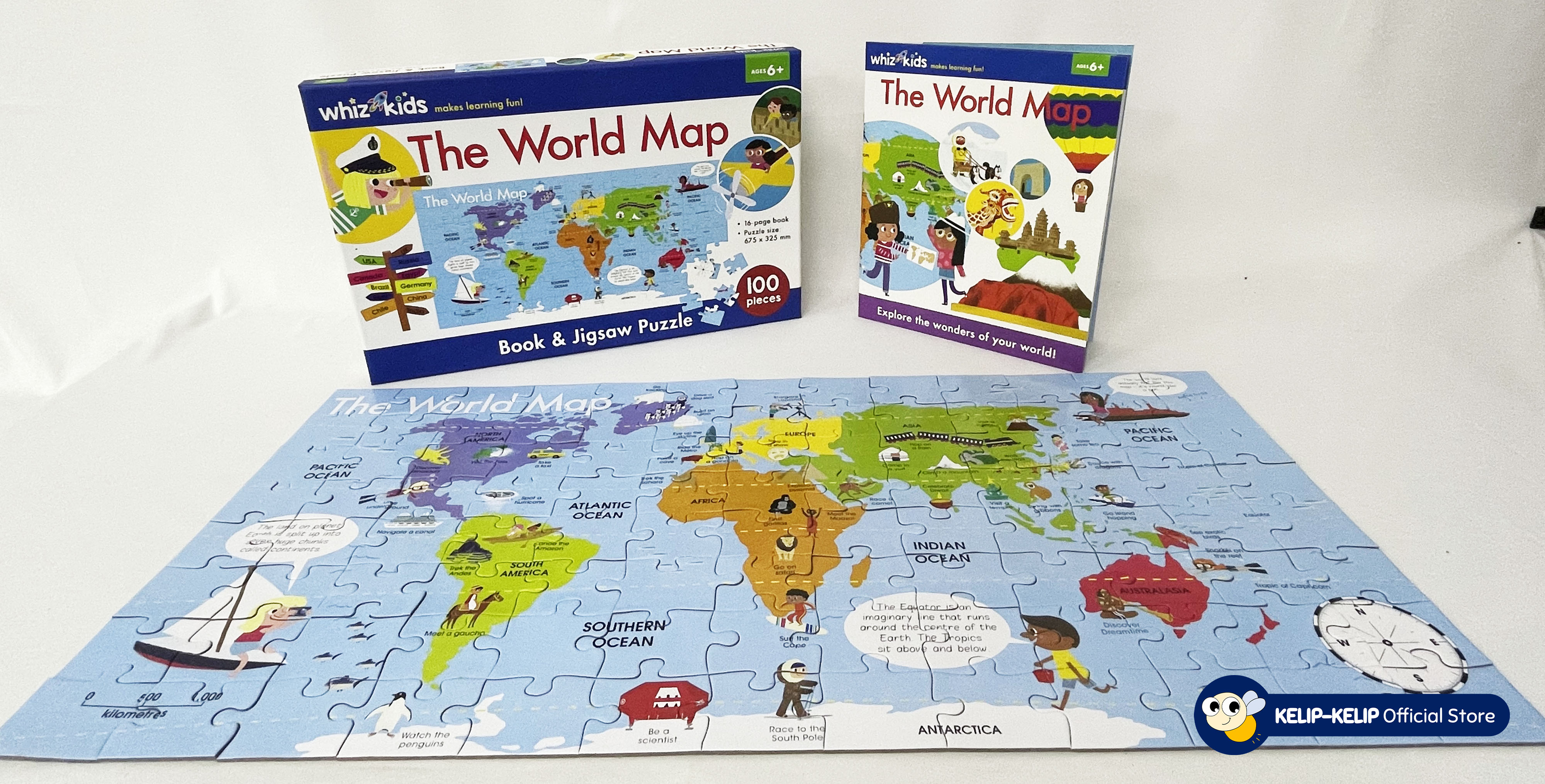 World Map Book & 100 Jigsaw Puzzle 100 Pc Gift Set For Children To Play ...
