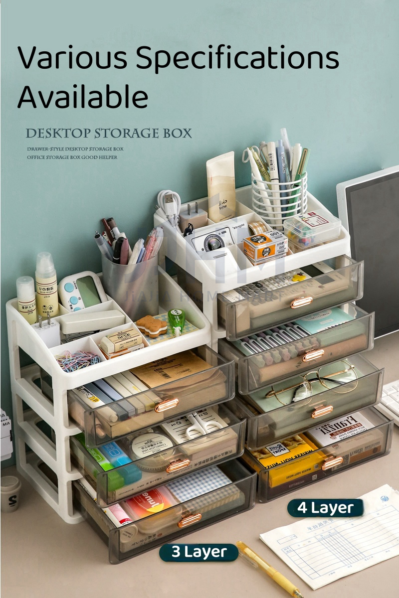 SG Can Hold A4 Paper Desk Organiser Transparent Stationery Drawer Desk ...