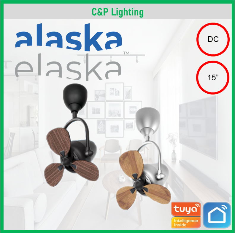 Alaska Eskye 15" Smart Corner Wall / Ceiling DC Ceiling Fan with Remote ...