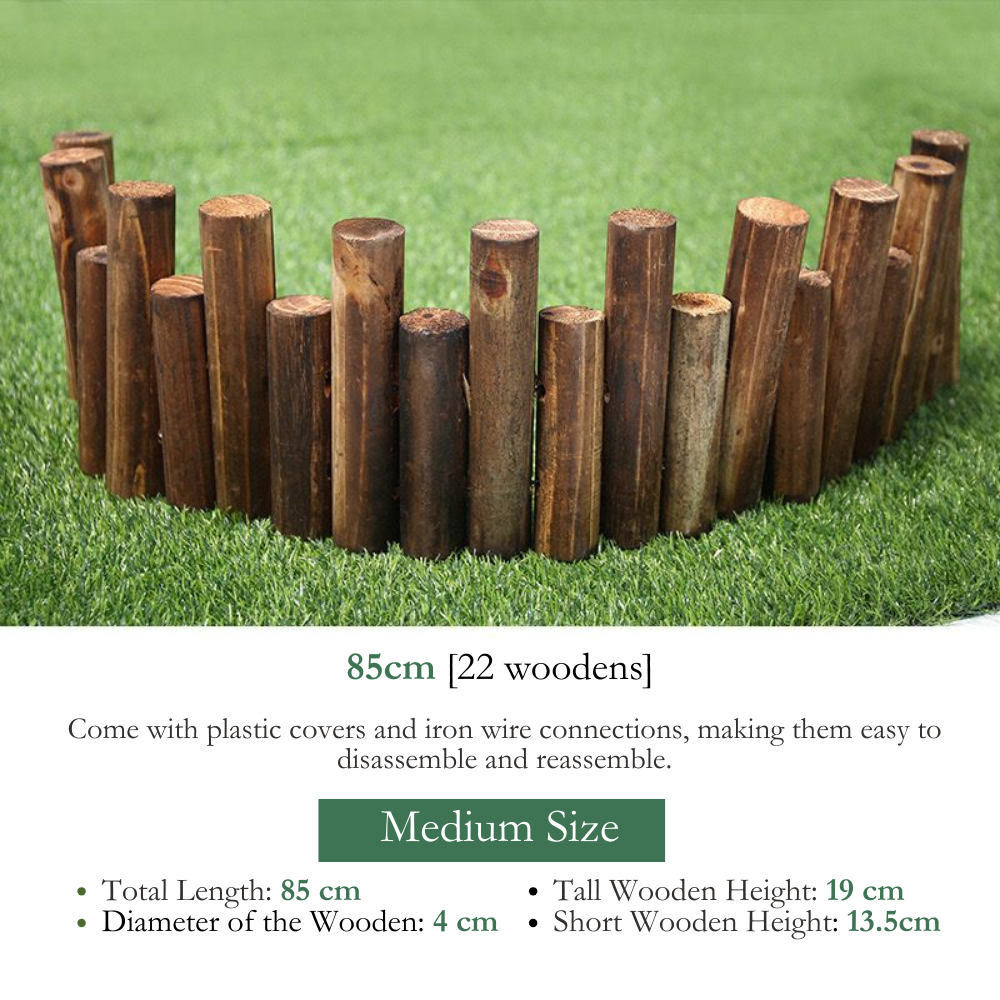 [SG Seller] Wooden Fence DIY Self-Standing Wooden Fence Logs Divider ...