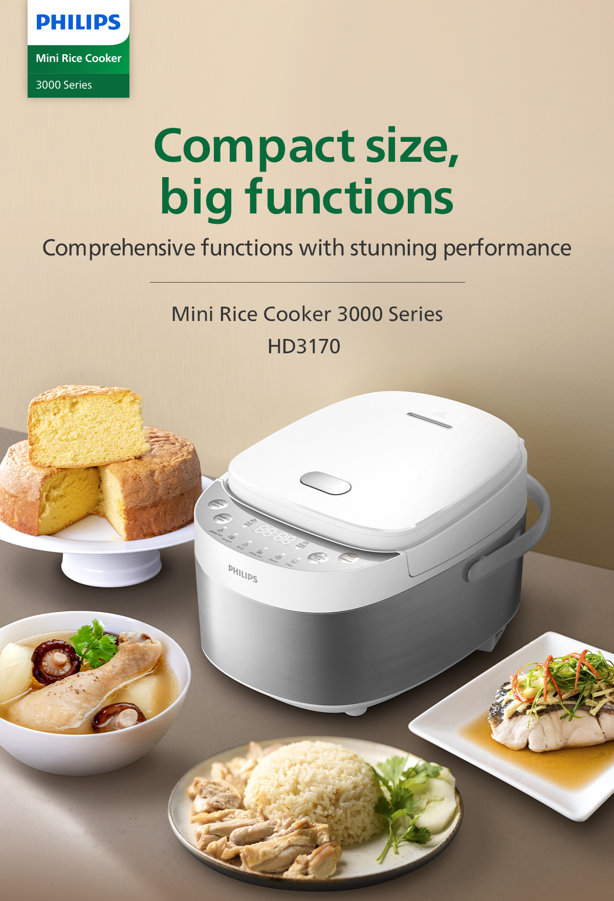 Philips HD3170/62 | Compact Digital Rice Cooker | 0.85L | 8 Cooking ...