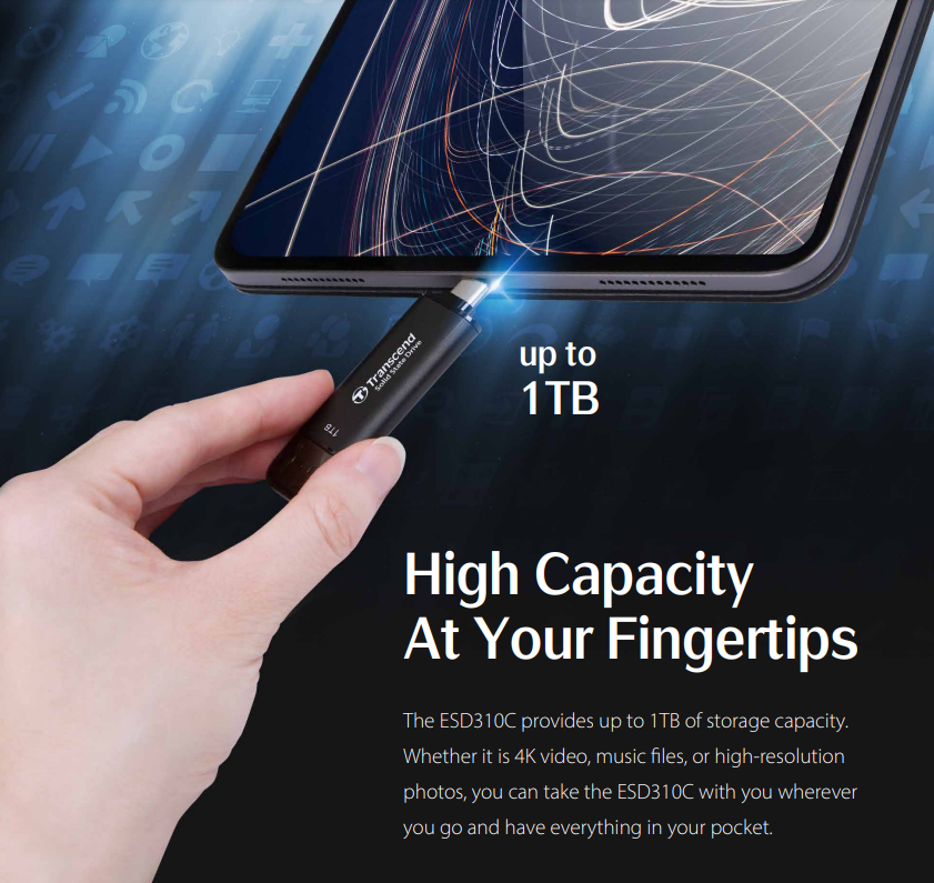 Transcend ESD310S Portable SSD -Silver (512GB/1TB/2TB) | Shopee Singapore