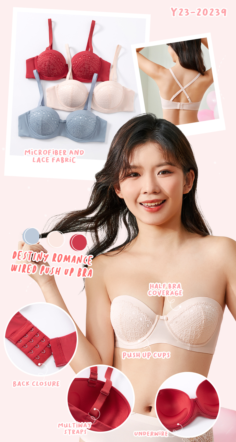 Young Hearts Destiny Romance Wired Half Cup Multiway Push up Bra Y23-20239 | Shopee Singapore
