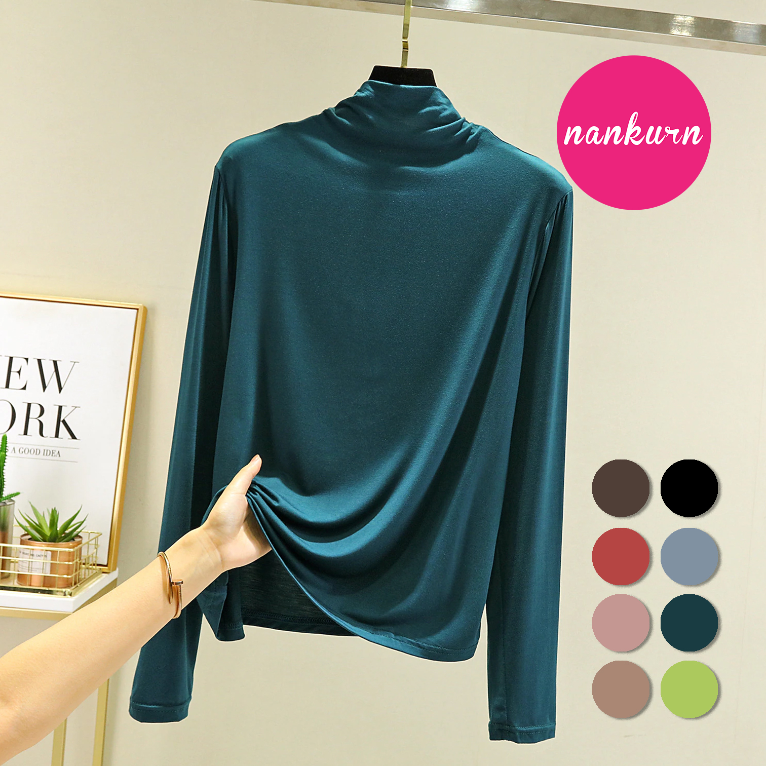 Womens Turtleneck Long Sleeves Inner Shirt Turtle Neck Collar | Shopee ...