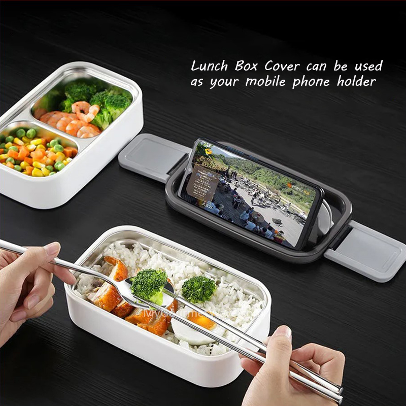 🇸🇬【SG stock】Dual Heat Stainless Steel Lunch Box Suitable for Microwave ...