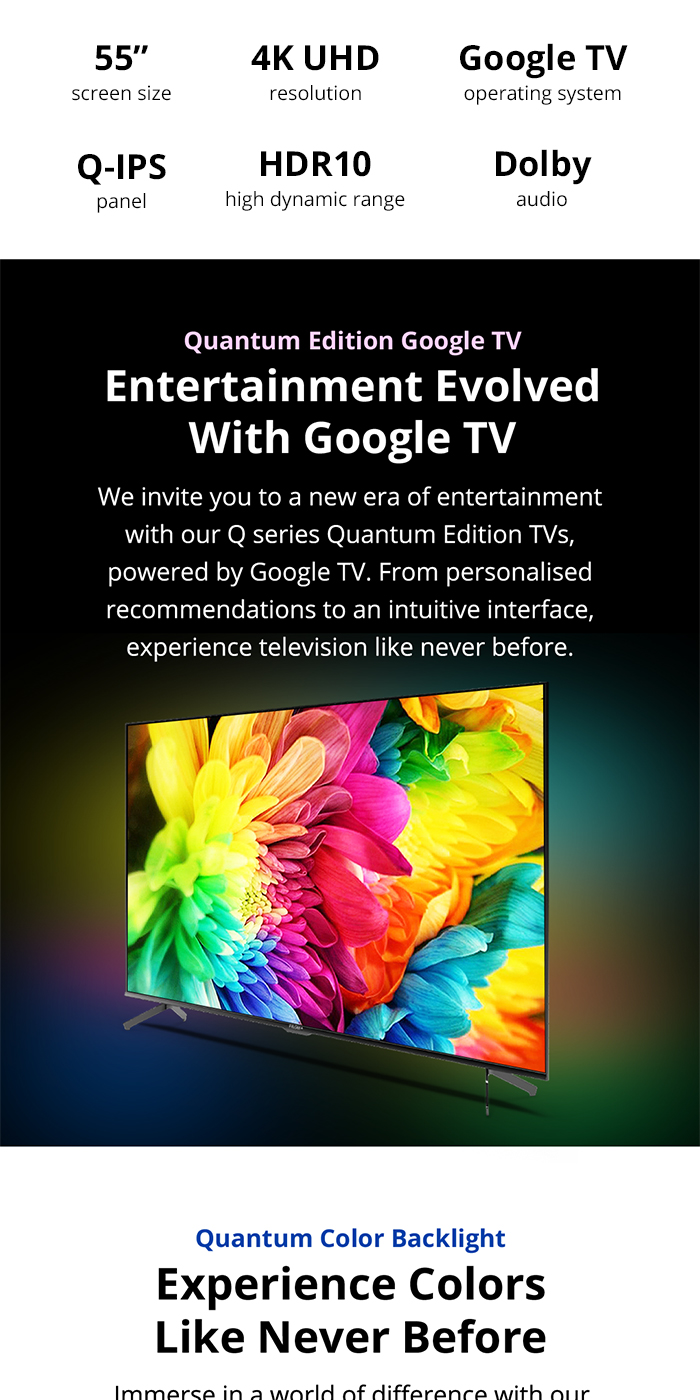 PRISM+ Q55 Quantum Edition | 4K Google TV | 55 inch | Quantum Colors ...