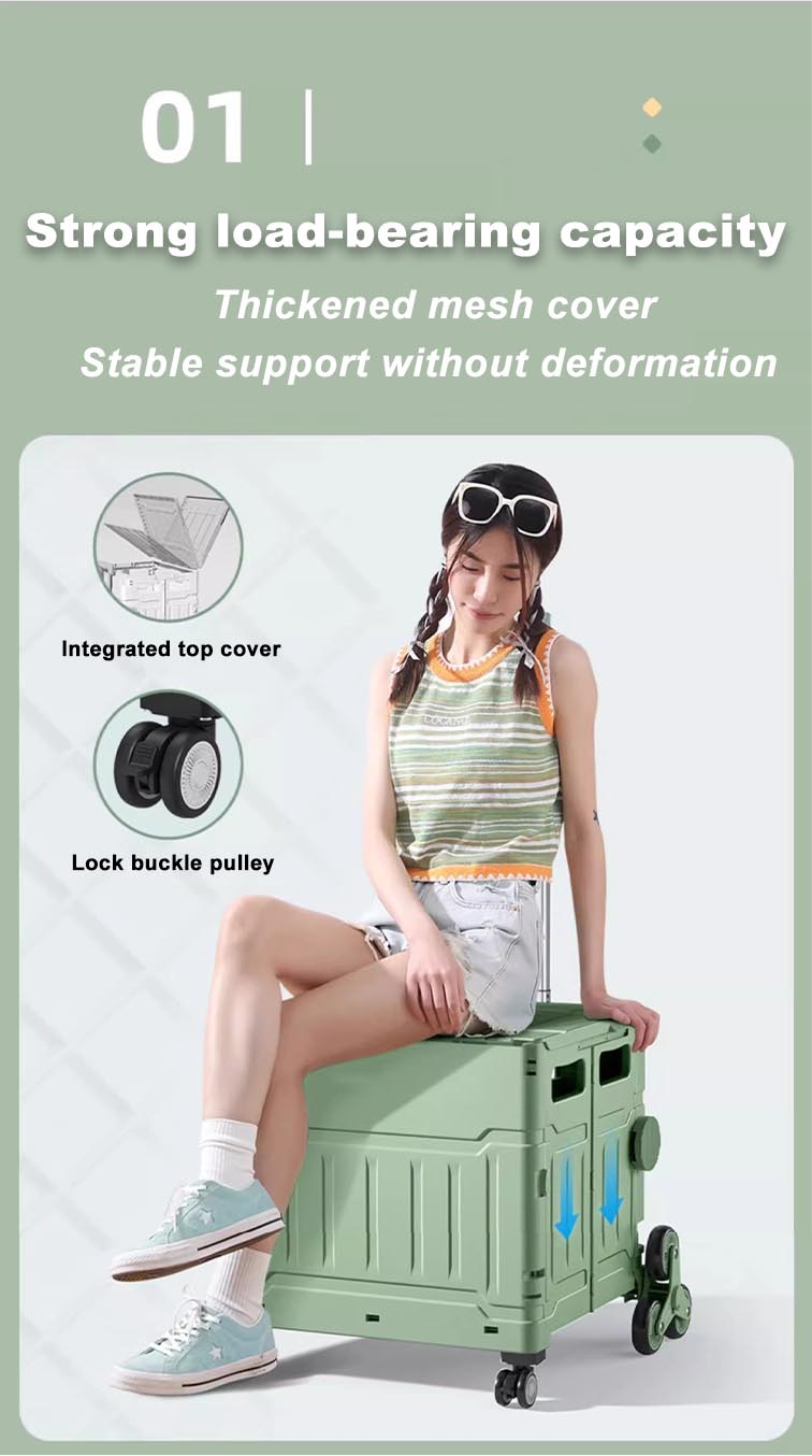 Salvo 80L Foldable Shopping Cart Trolley Storage Movable Easy Carry ...