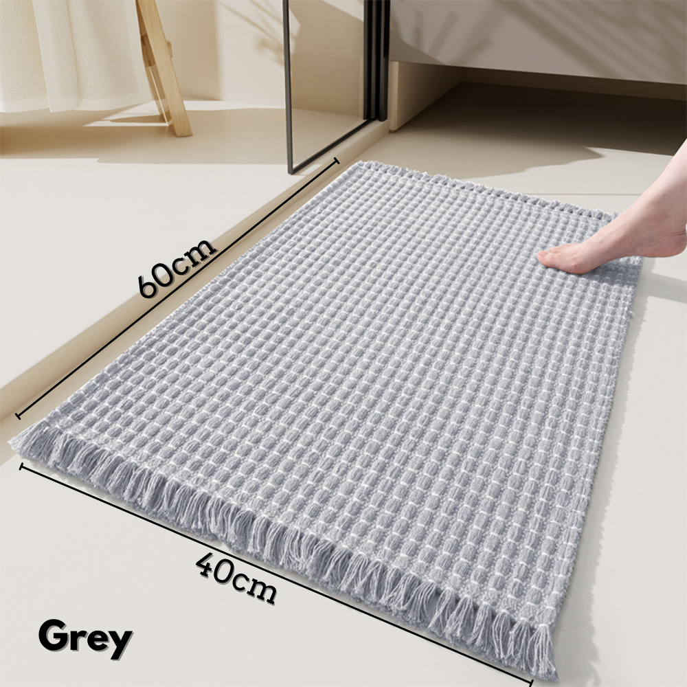🇸🇬 Luxurious Anti Slip Fabric Bathroom Mat with Tassels Highly ...
