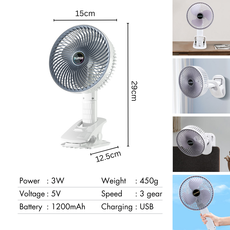 Multifunctional Clip On Fan, Tripod Fan, Wall Mounted, Handheld 3 Speed ...