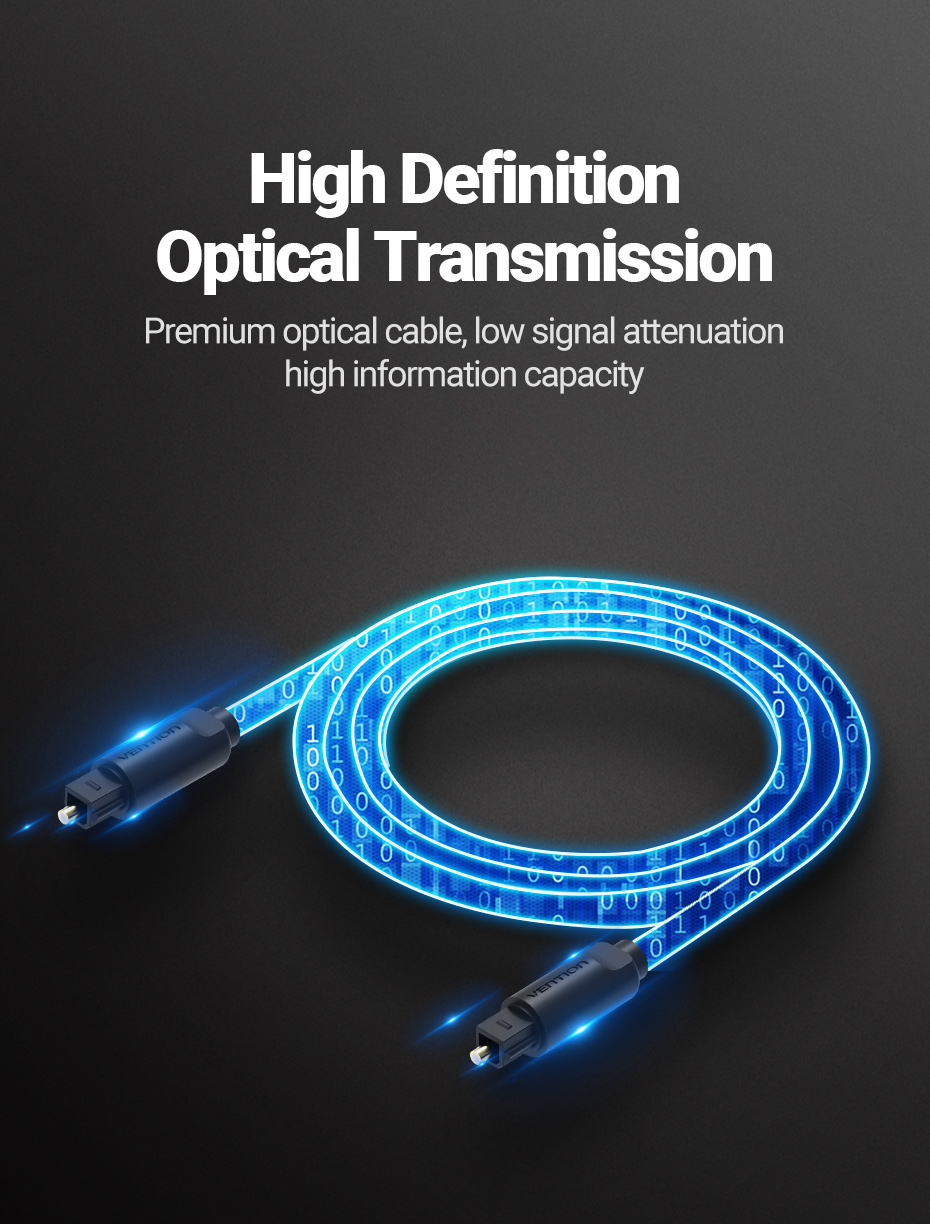 Vention Optical Fiber Audio Cable 1m For Blu-Ray DVD Toslink Digital ...