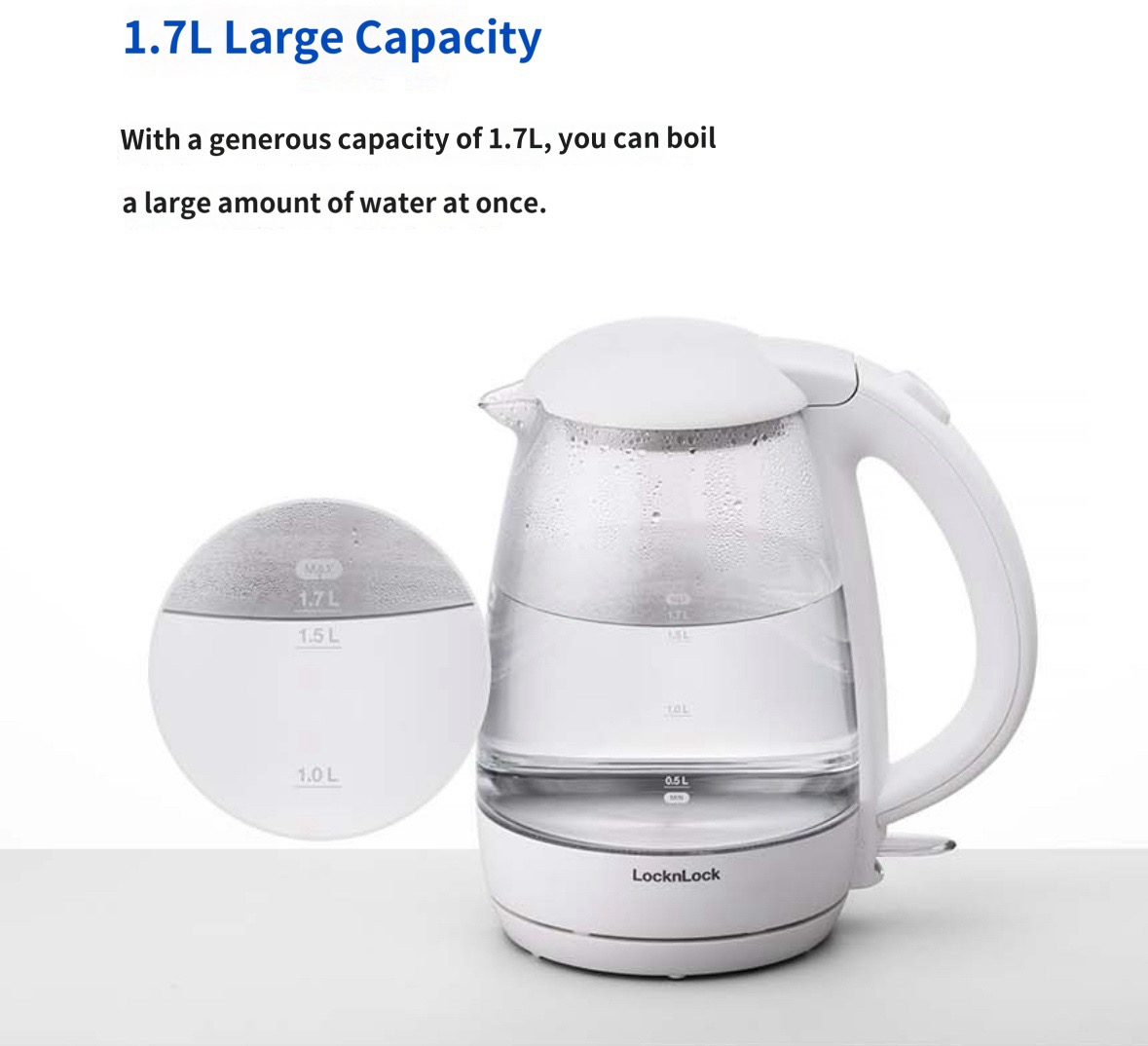 Locknlock Korea Glass Electric Kettle Pot 1.7L | Shopee Singapore