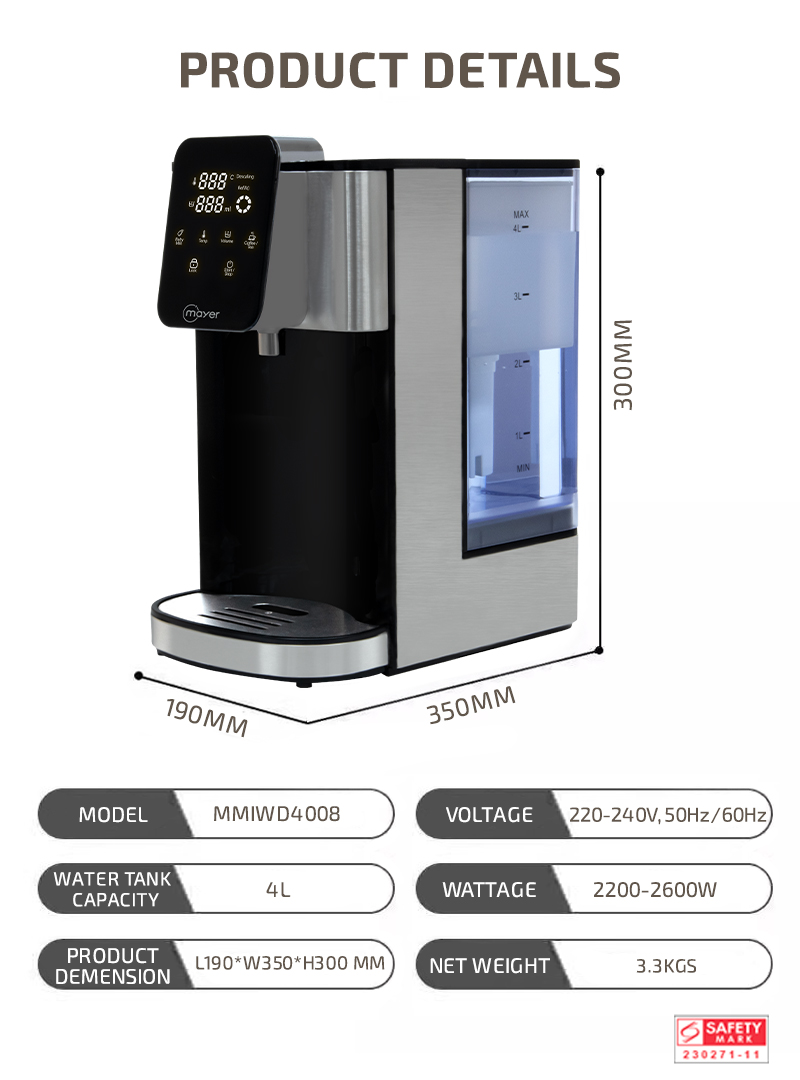 Mayer 4L Instant Heating Water Dispenser MMIWD4008 (Extra Free 1-Piece ...