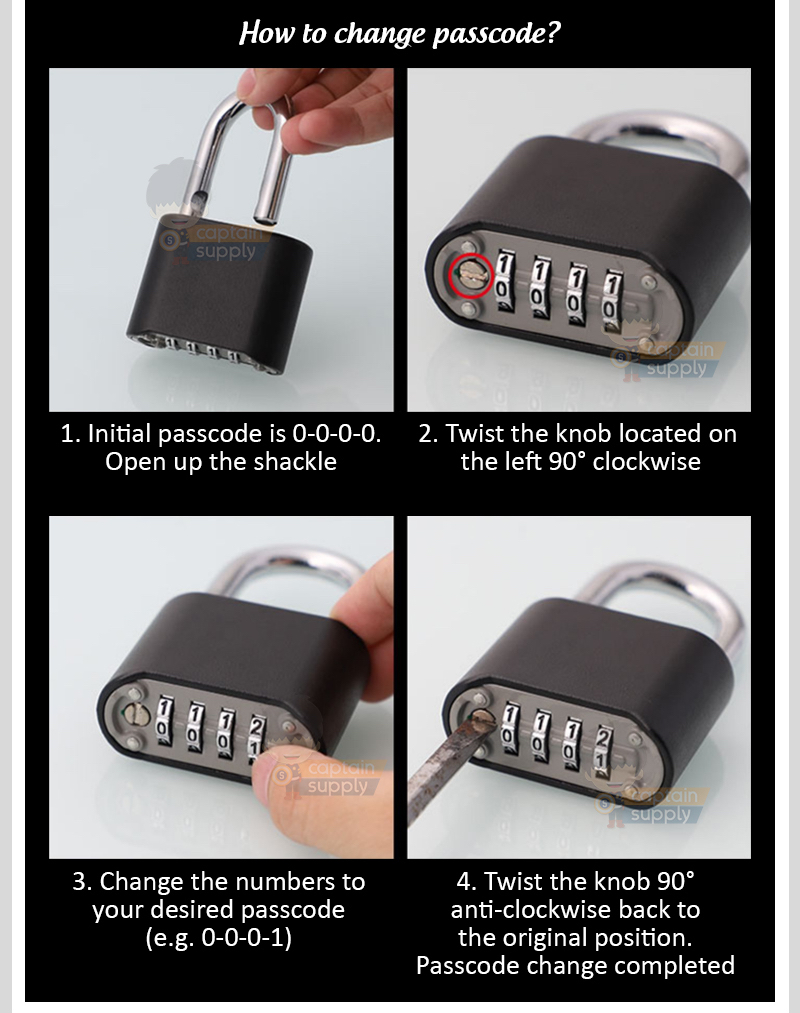 Premium Quality 4 Digit Passcode Number Combination Padlock Lock ...