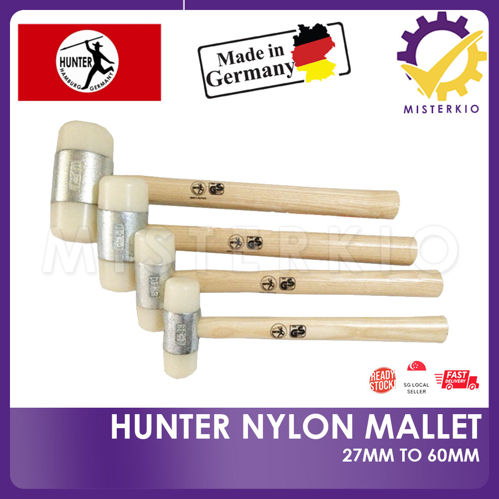 HUNTER White Nylon Mallet Hammer Wooden Handle, Smooth Surface ...