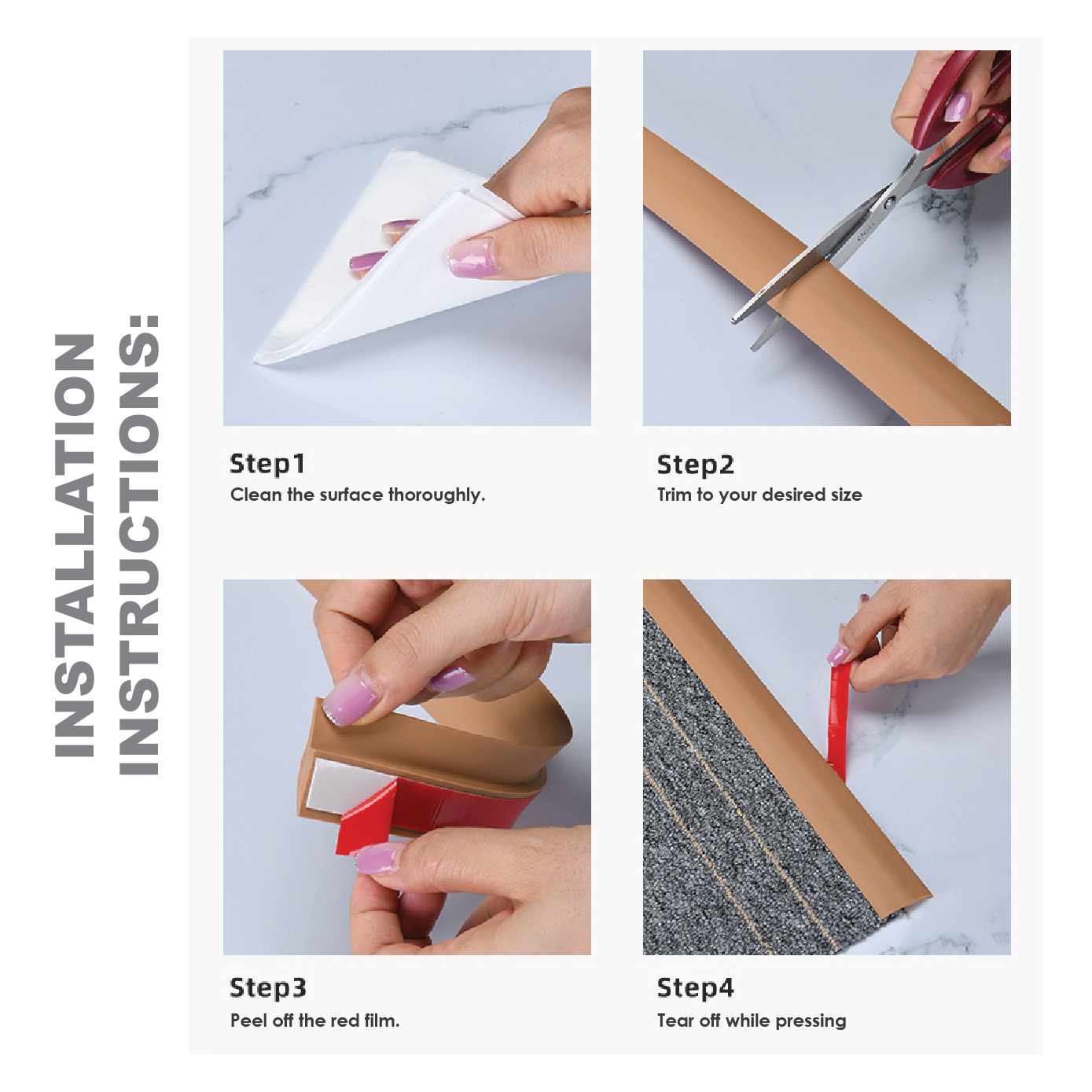 Vinyl PVC Closing Edge Closing Strip Flooring Ending Trimming Finishing ...