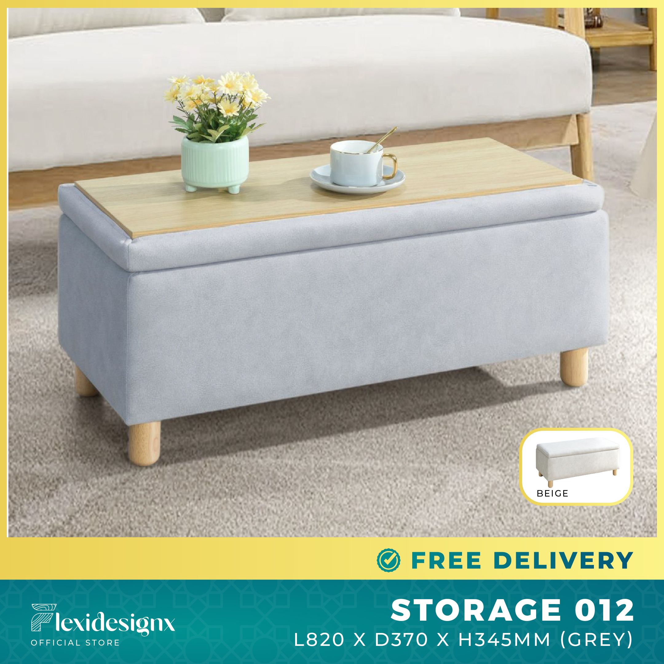 Flexidesignx Storage Bench Anti Scratch, Easy Clean Fabric, Transform in Coffee table-012 ...