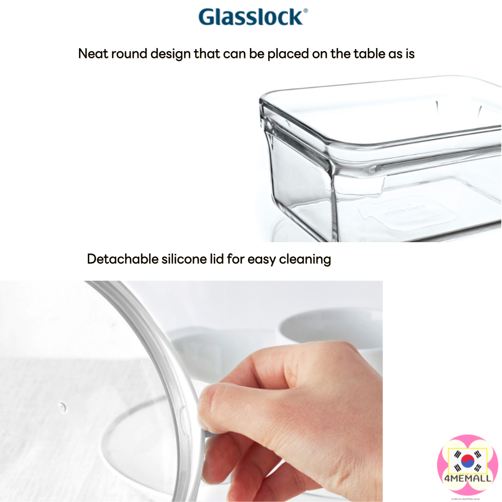 Glasslock Pure White Glass Airtight Container Mixed Gift Set Food ...