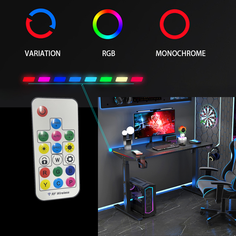 J4B Electric Height Adjustable PC Gaming Computer table RGB Light ...