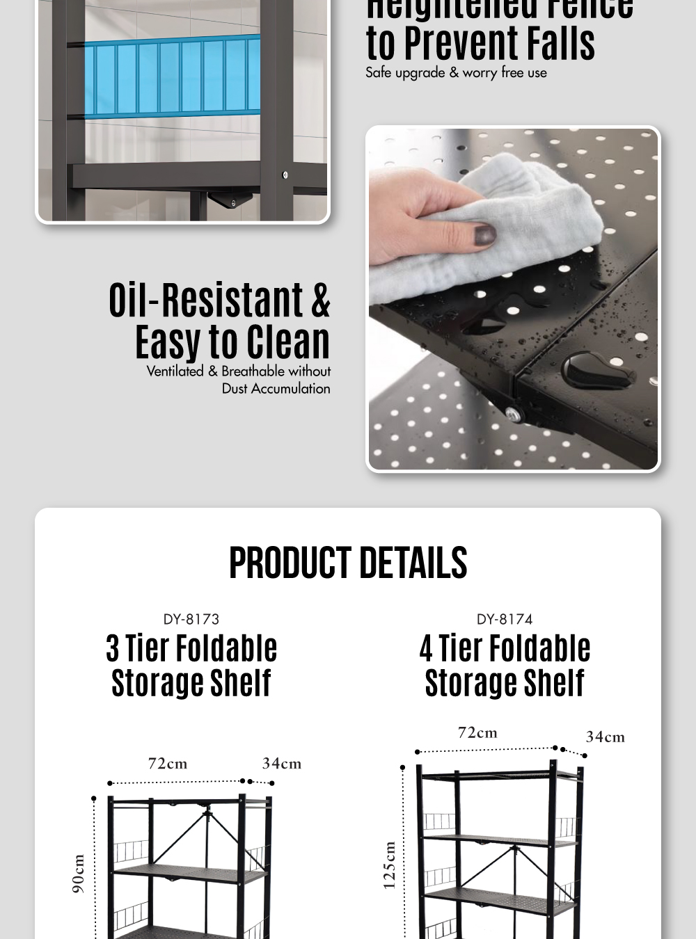 [HOUZE] 3|4|5 Tier Foldable Crossline Storage Shelf (L: 72cm W:34cm ...