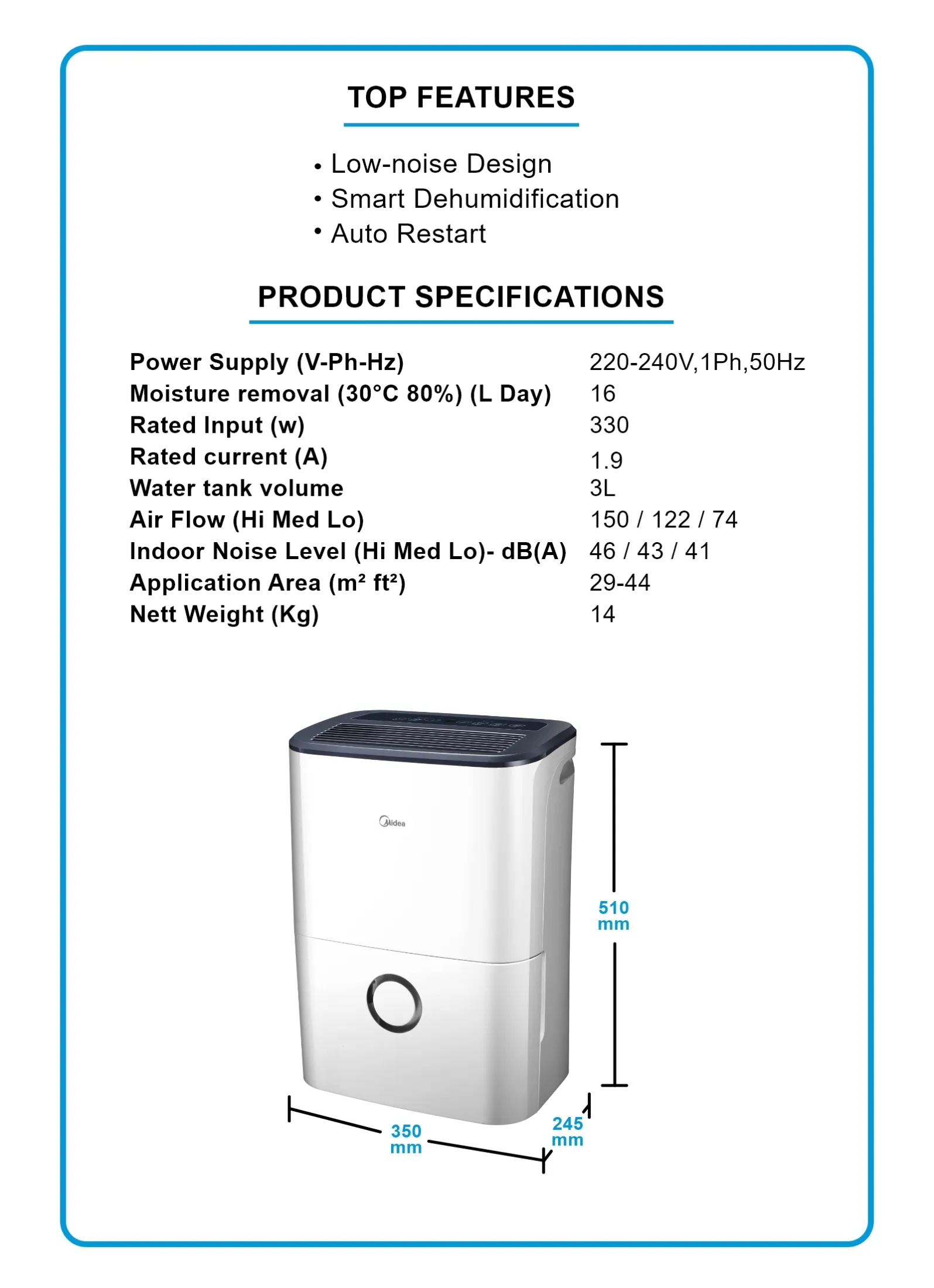 Midea MDDF-16DEN7 Smart Dehumidifying Dehumidifier, 16L | Shopee Singapore
