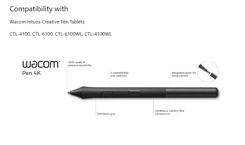 [Ready Stock] Wacom 4K Pen (LP1100K) for Intuos Creative Pen Tablet ...