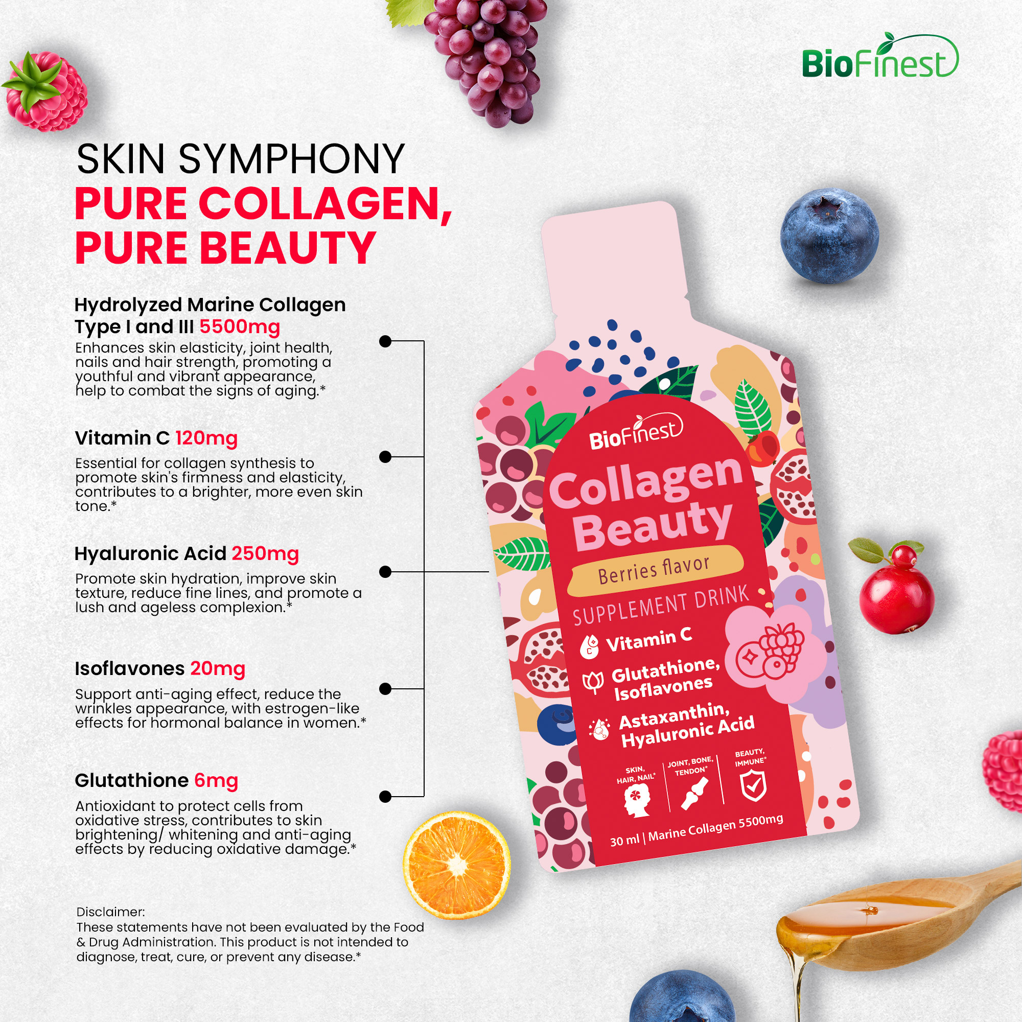 Biofinest Marine Collagen Peptides Drink 5500mg - Beauty Slim Calm ...