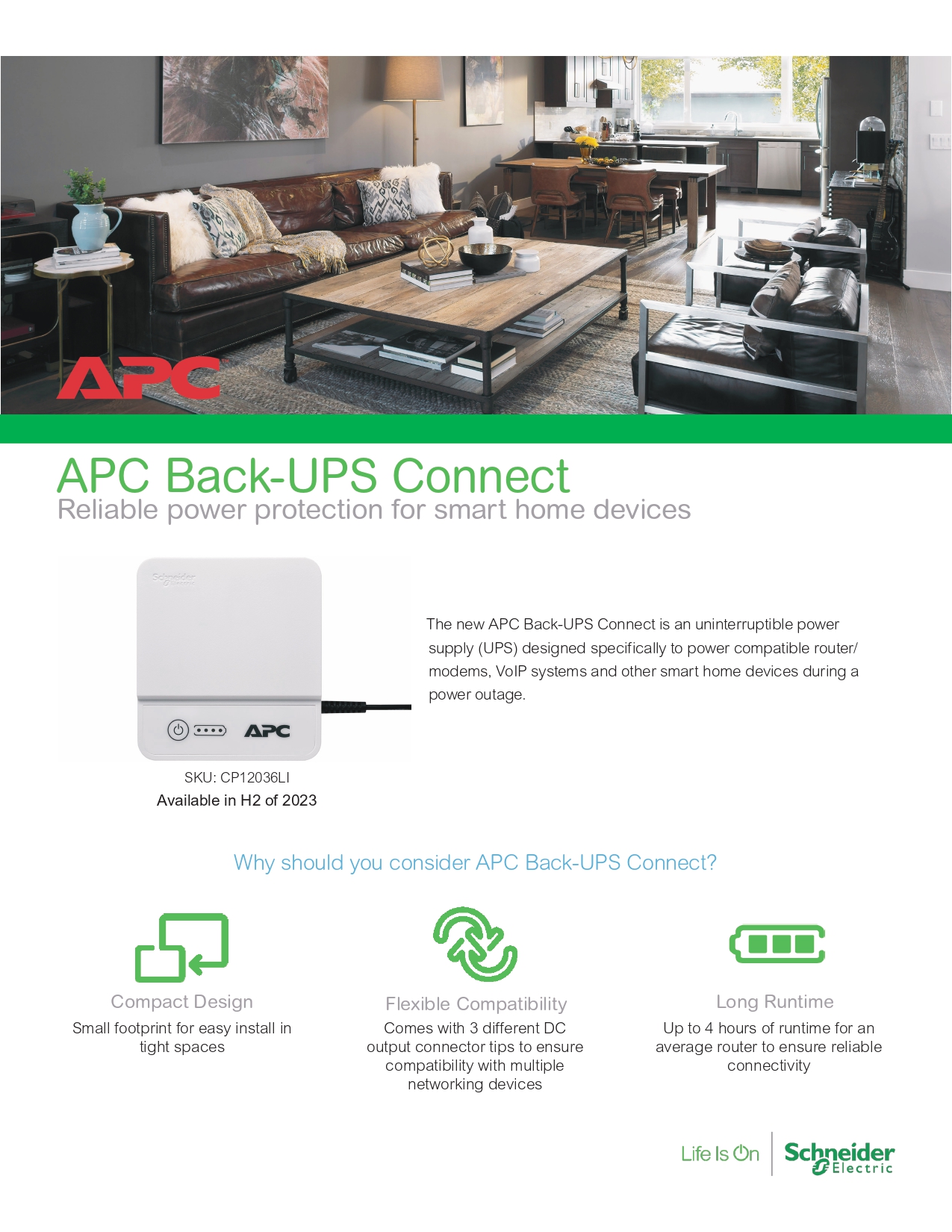 APC Back-UPS Connect 12V dc 36W, lithium-ion, mini network ups to ...