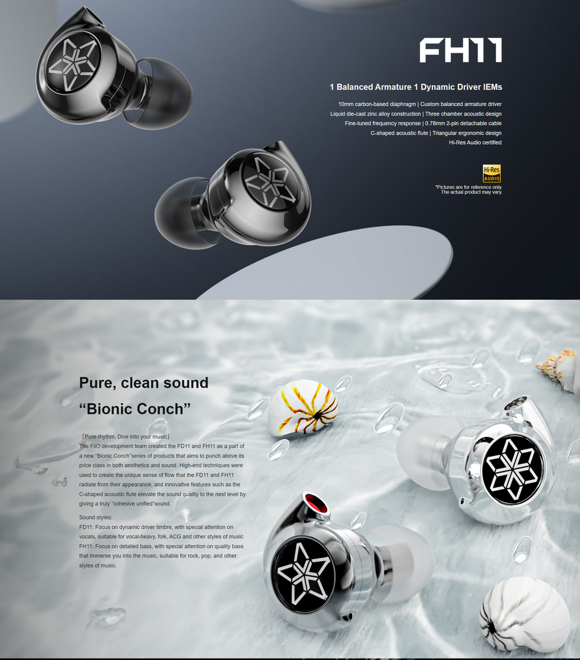 FiiO FH11 (1 Balanced Armatures + 1 Dynamic Driver) Hybrid In-Ear ...