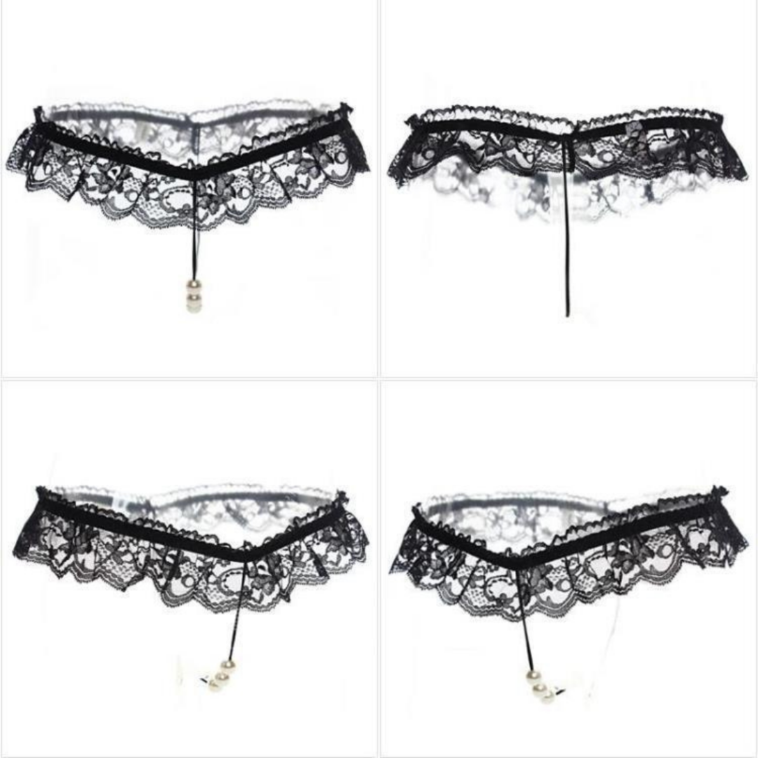 L&L Lingerie Women Sexy Pearl Thong Erotic Kinky Crotchless Lace ...