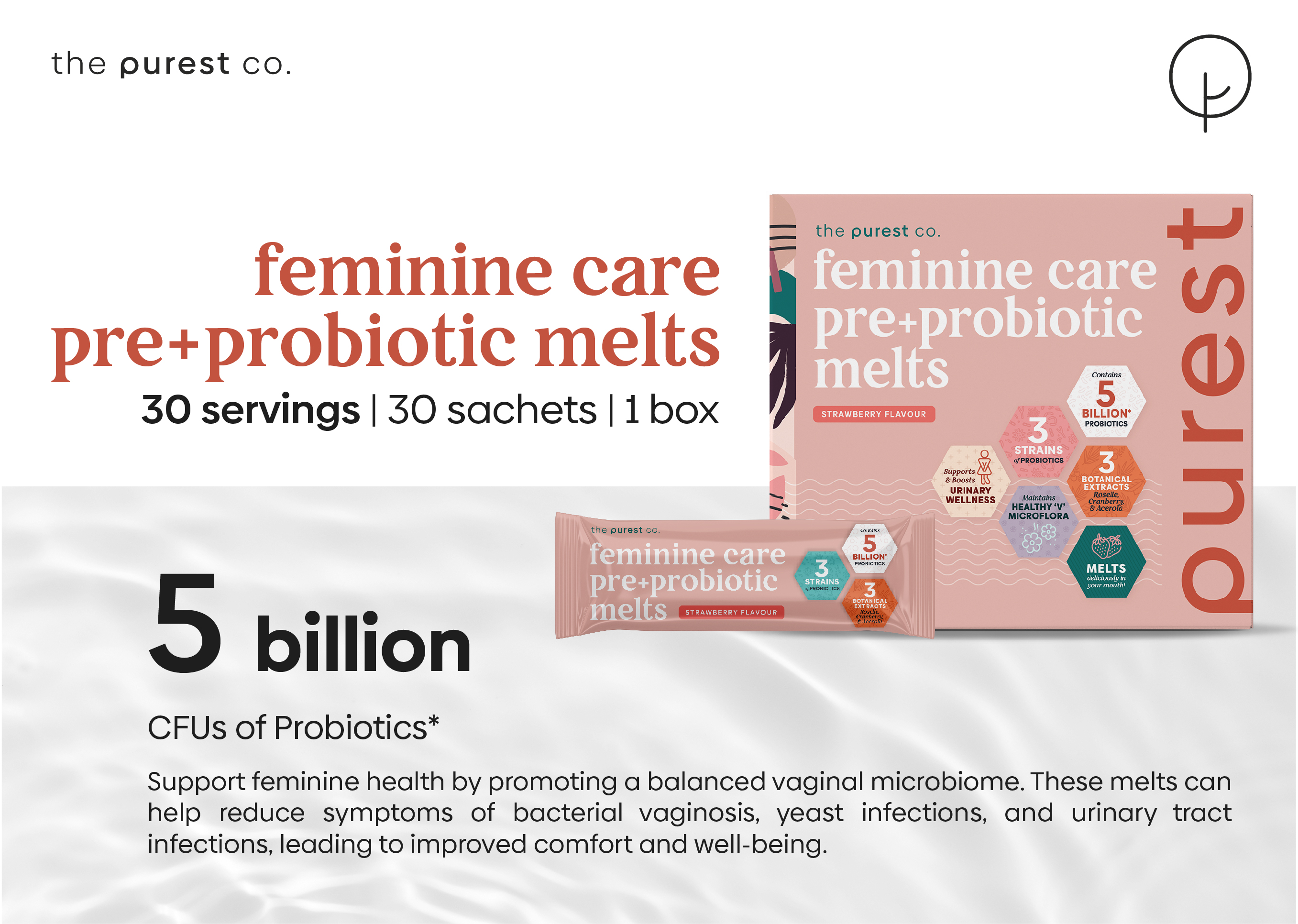 Purest Co Feminine Care Pre+Probiotic Melts (Feminine Health & Balance ...
