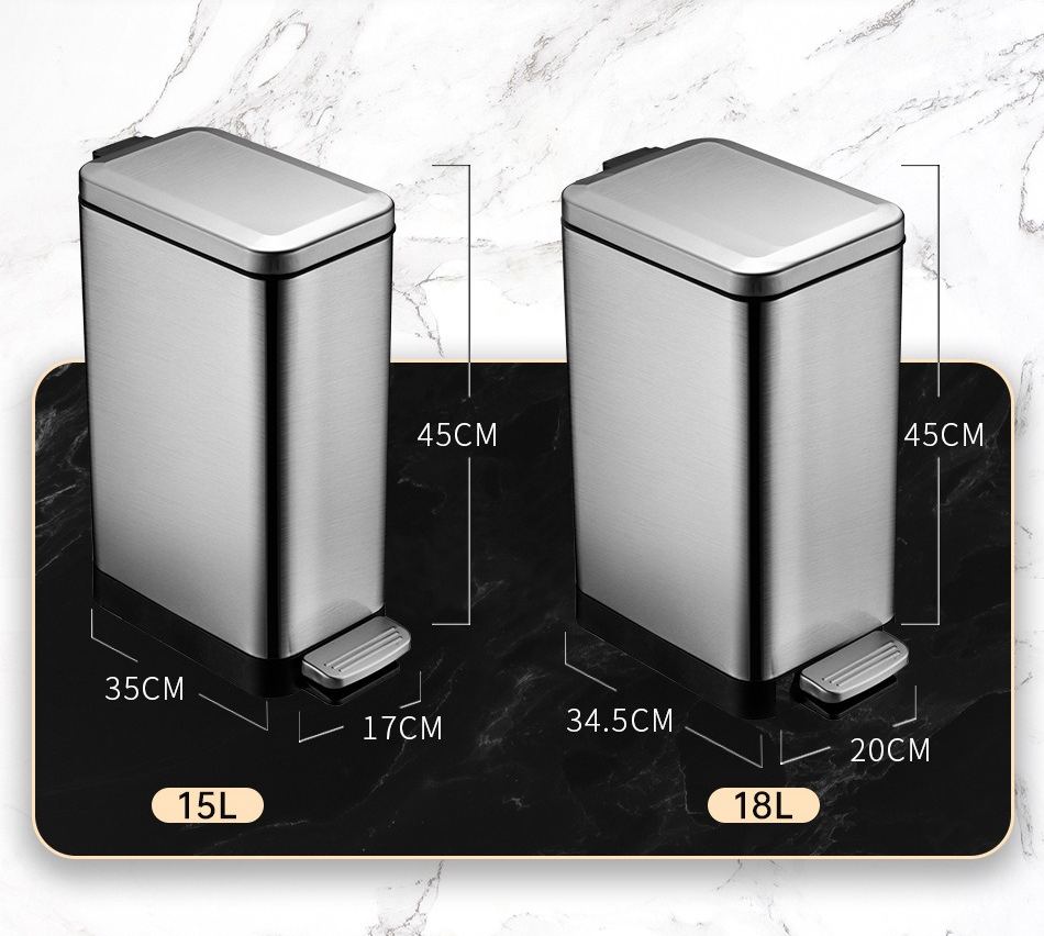 Stainless Steel Dustbin with Lid Soft Closing Rubbish Bin Large Trash ...