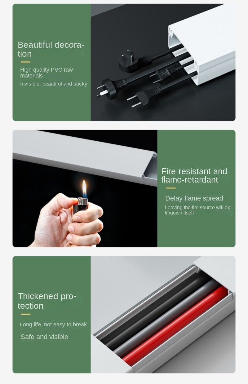 SG 100cm PVC Electrical Cable Trunking Strip with Self Adhesive Wire ...