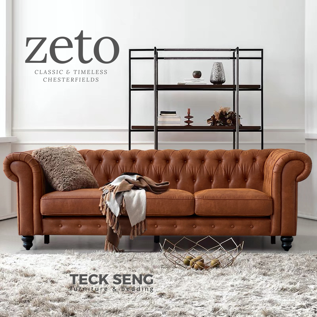 [TECK SENG] Zeto 1+3 Seater Chesterfield Sofa / Leather-Pro Fabric ...