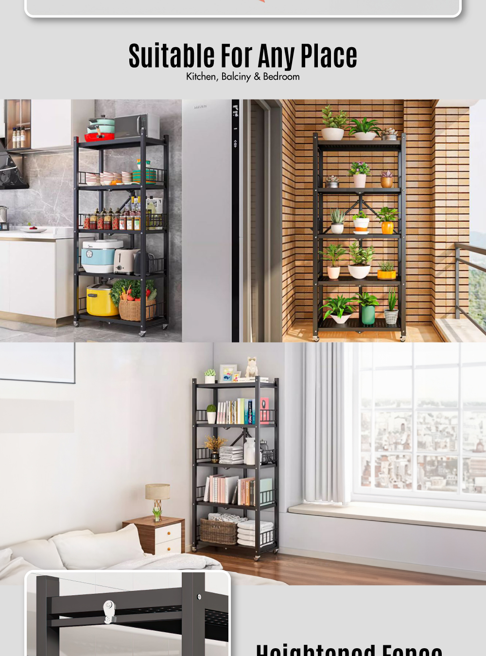 [HOUZE] 3|4|5 Tier Foldable Crossline Storage Shelf (L: 72cm W:34cm ...