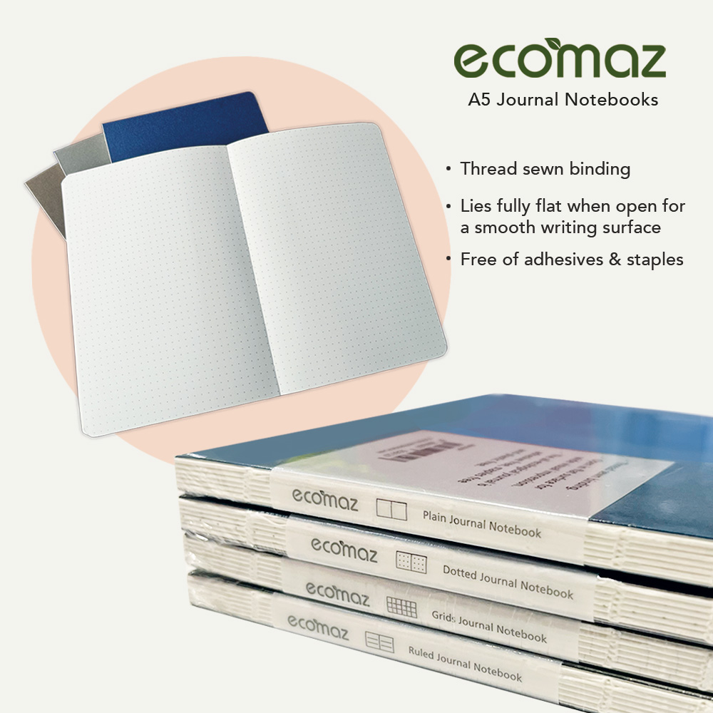 ECOMAZ JOURNAL NOTEBOOK SET A5 100SHEETS - DOTTED/PLAIN/GRID | Shopee ...