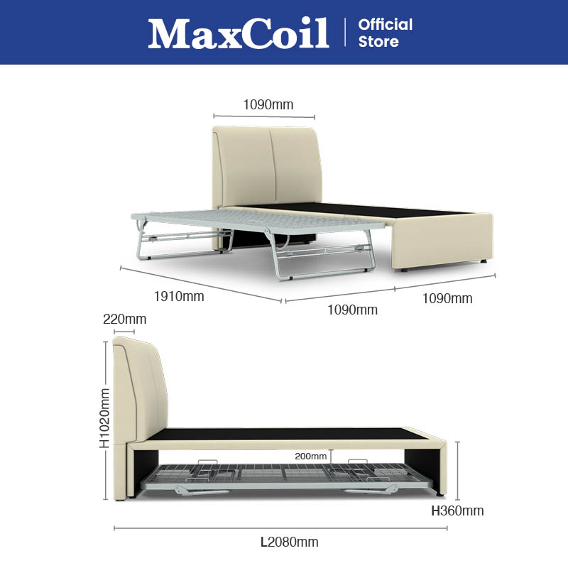 [Pre-Order] MaxCoil Excel 3-in-1 Pull-out Bed (Bedframe Only) | Shopee ...