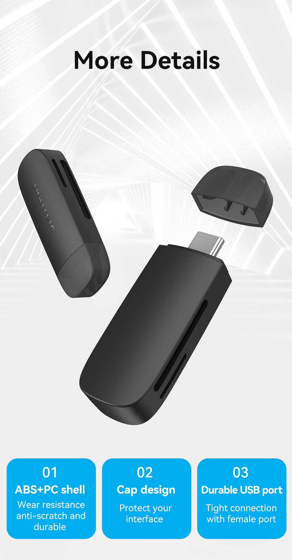Vention Card Reader USB 3.0 Type C 512GB Fast Transmission 2 in 1 SD ...