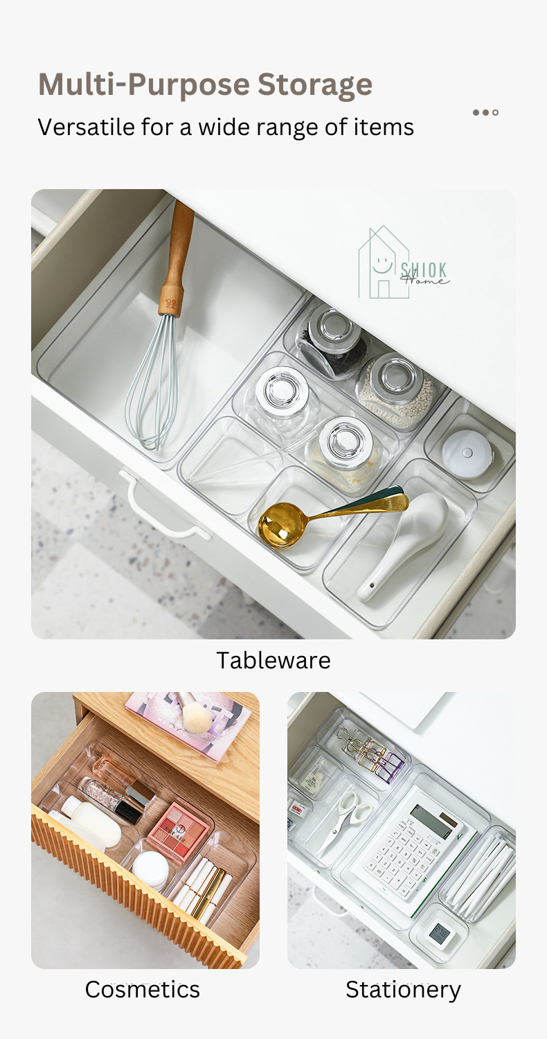 🇸🇬 Ready Stock Clear Transparent Drawer Tray Divider Divided Storage ...