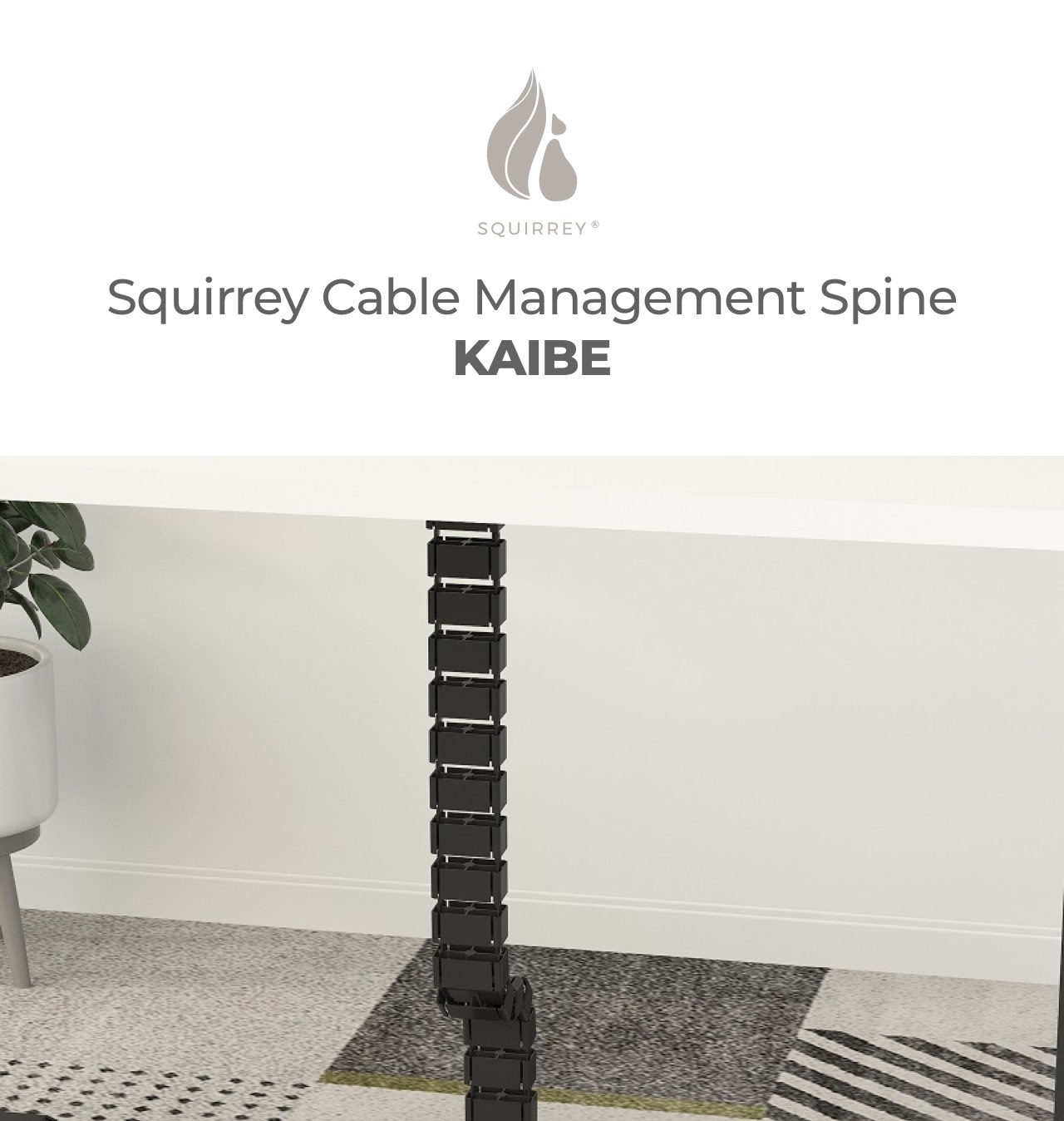 Squirrey Kaibe Desk Cable Spine | Adjustable, Wire Protect, Metal Base ...