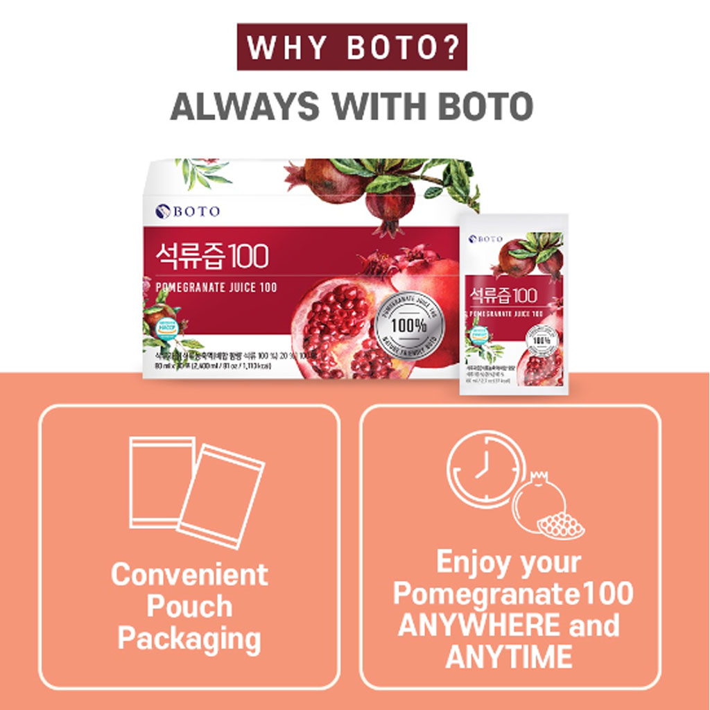 ★BOTO★ Pomegranate Juice 100 (80ml x 30pouches) / TOPKOREA / Shipping from korea | Shopee Singapore
