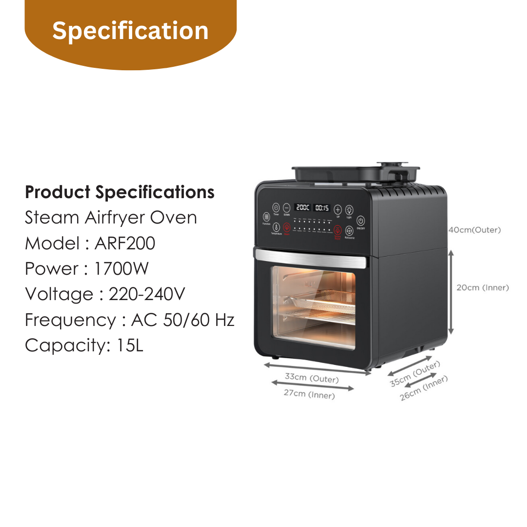 [Local Warranty] Arden 15L Electric Digital Air Fryer Oven with 16 Cook ...