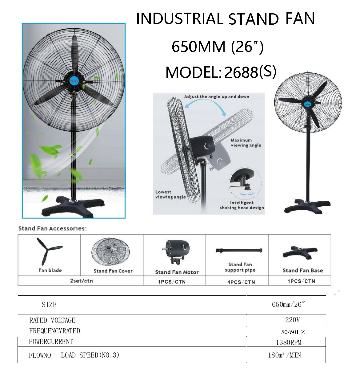 Stand Fan Industrial Standing Cooling machine Heavy duty Top Quality ...