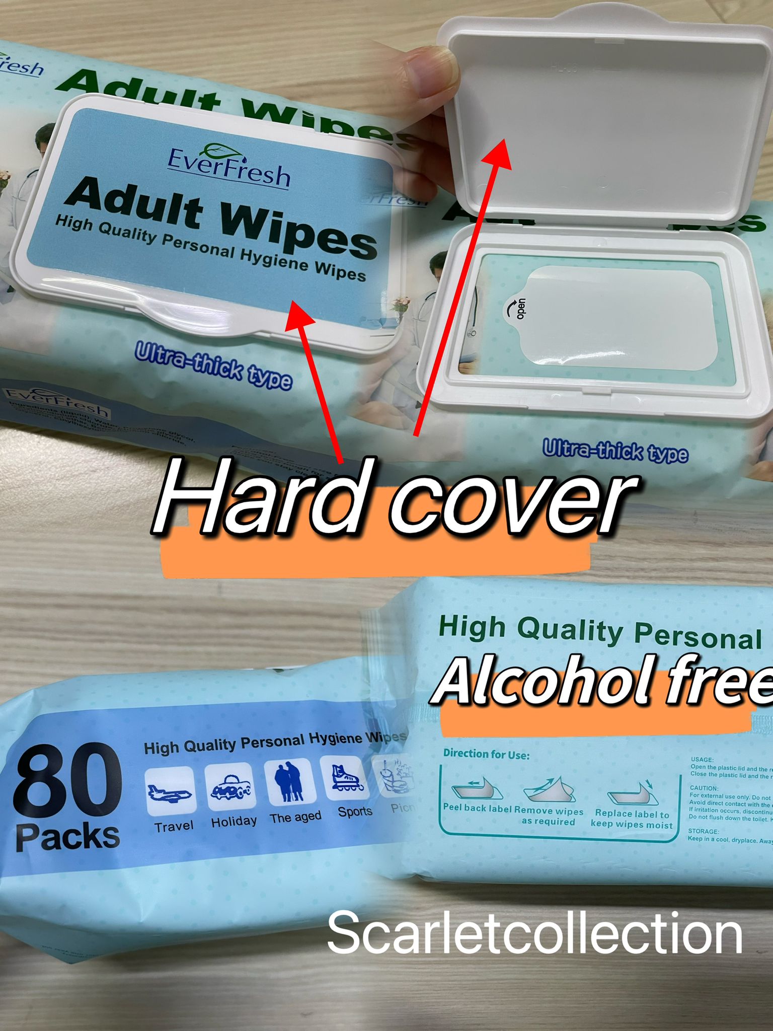 12packet/1carton EverFresh Adult Wipe 80s Wet wipes Aloe Vera Alcohol ...