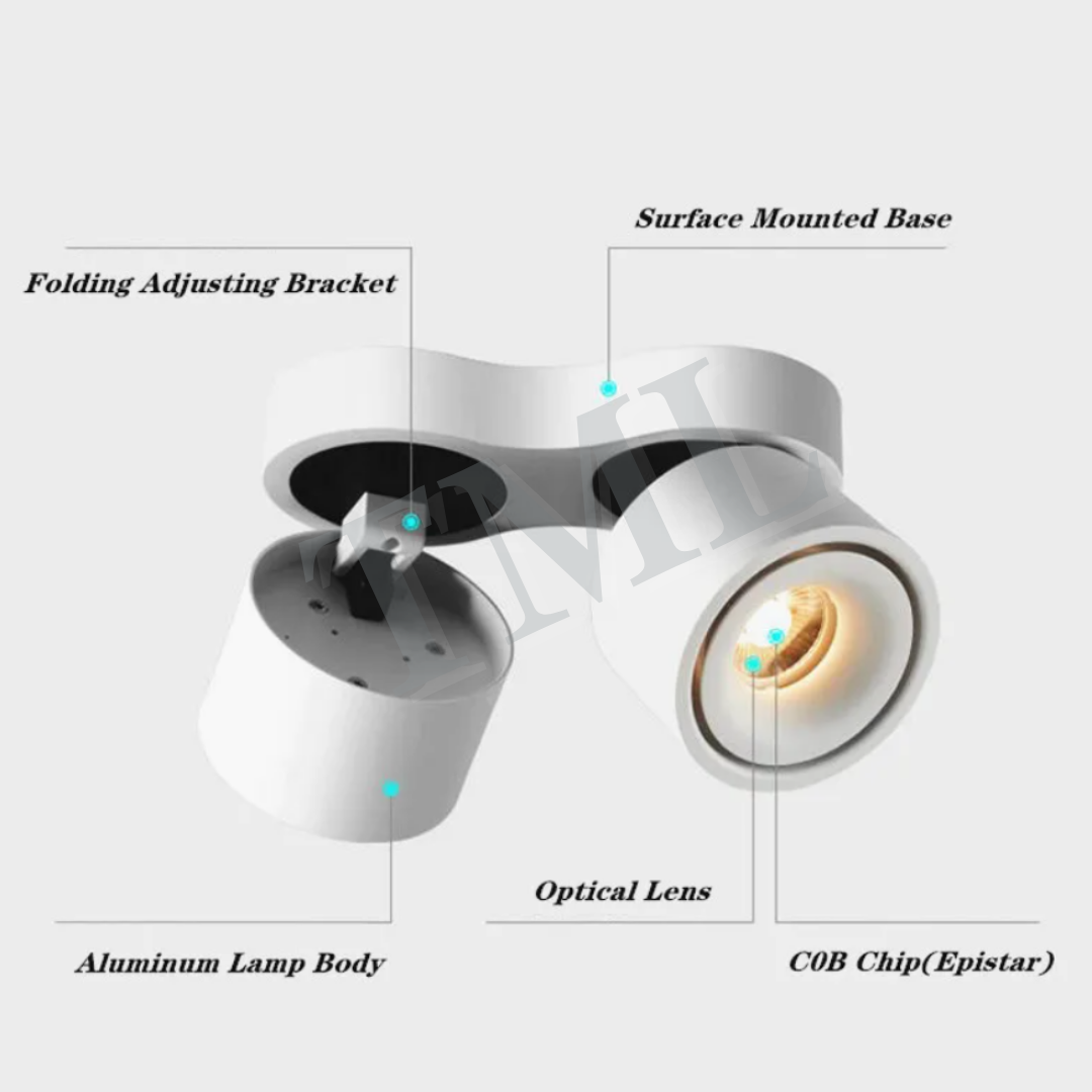 Premium White Black Double Head Halo Cylindrical Spotlight Surface ...