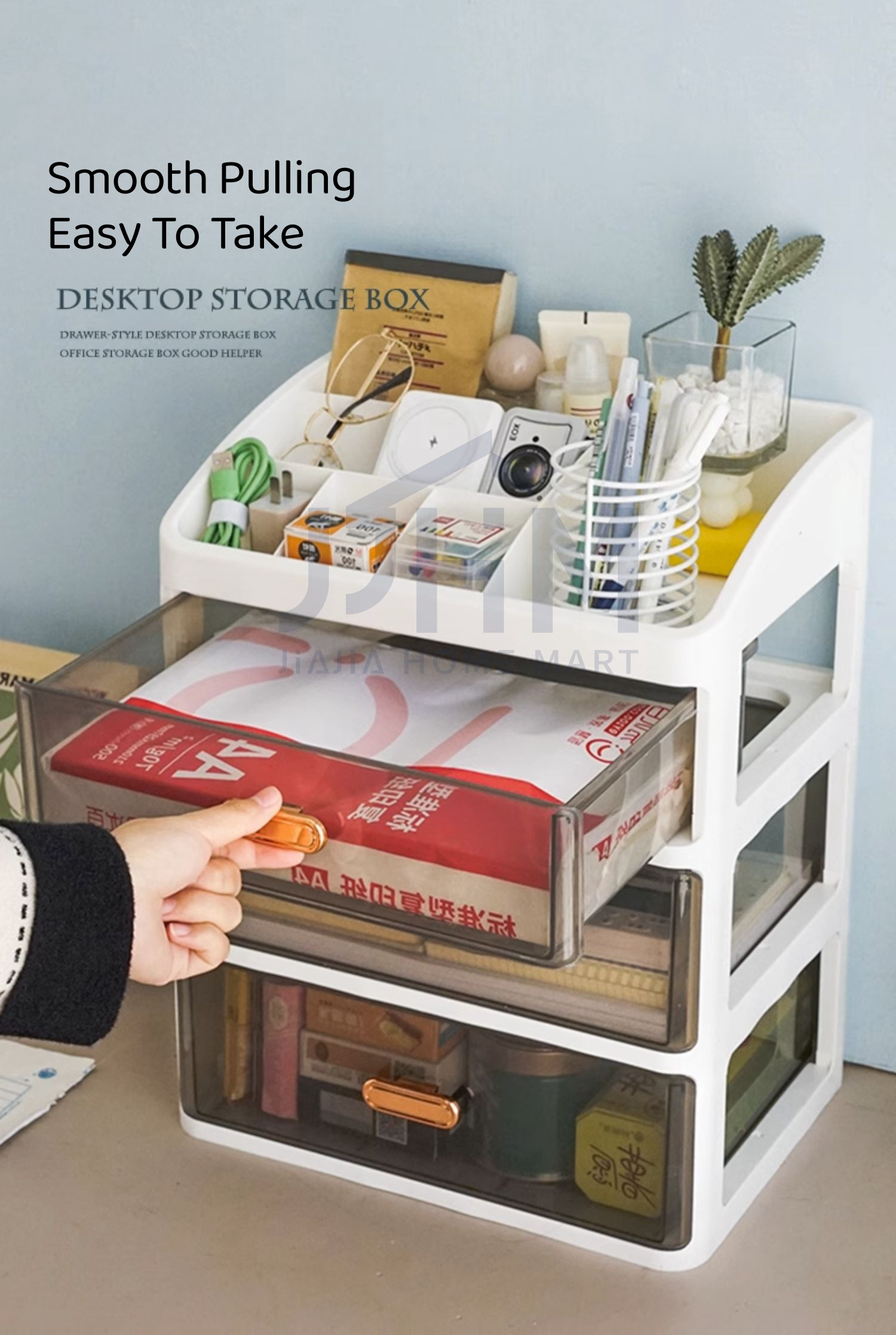 SG Can Hold A4 Paper Desk Organiser Transparent Stationery Drawer Desk ...