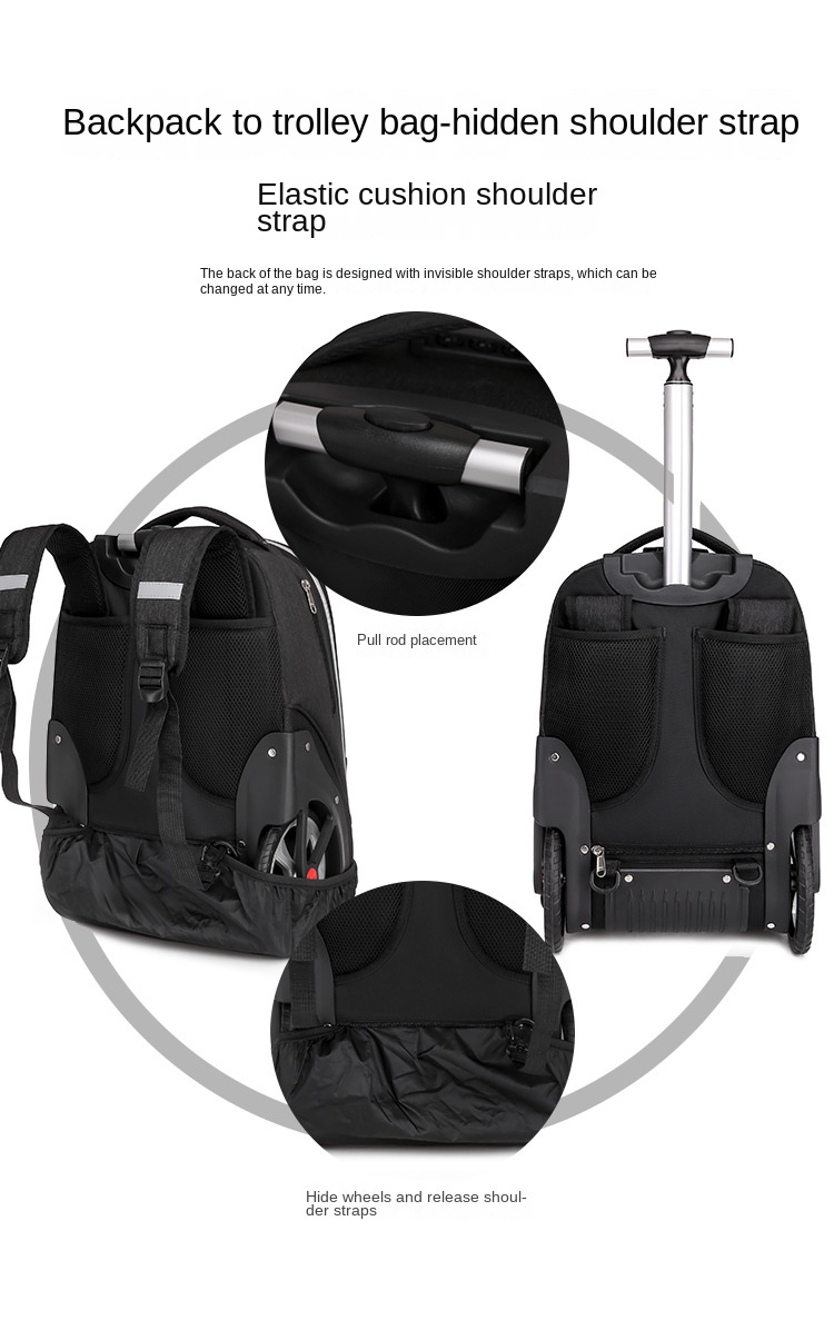 Premium Trolley Laptop Backpack 2 Wheels Cabin Travel Bag Waterproof ...