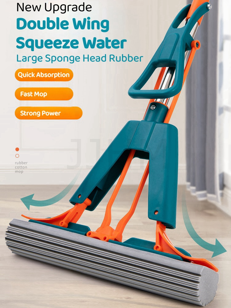 SG IN STOCK [ Enlarge 34cm} Sponge Mop Quick Dry Head Free Hand wash ...