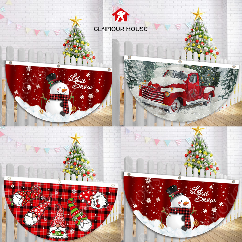 [SG] 90cm Merry Christmas Banner Snowman Christmas Tree Design Xmas ...