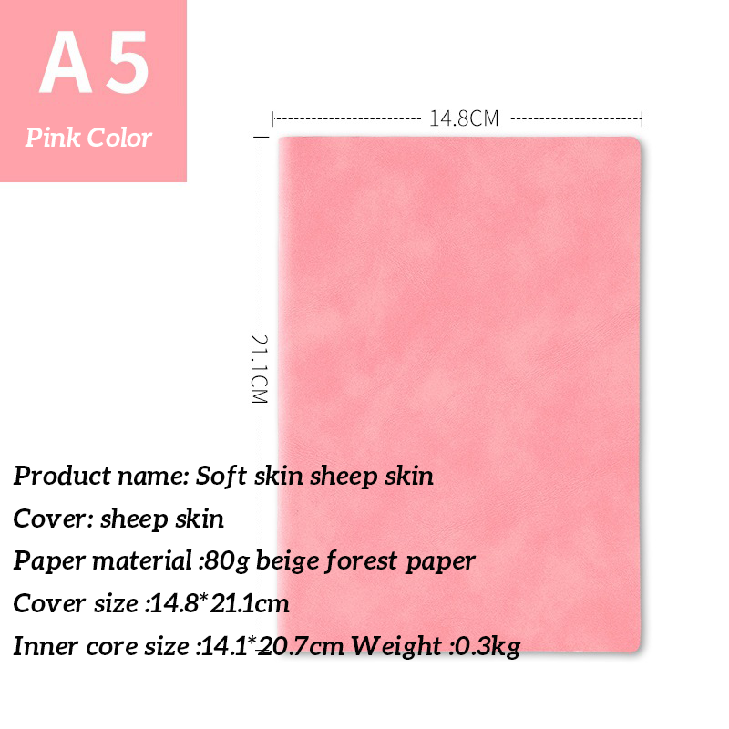 [sg] 200 Pages A5 Leather Notebook Cover Grid A5 Notebook Journal Thick